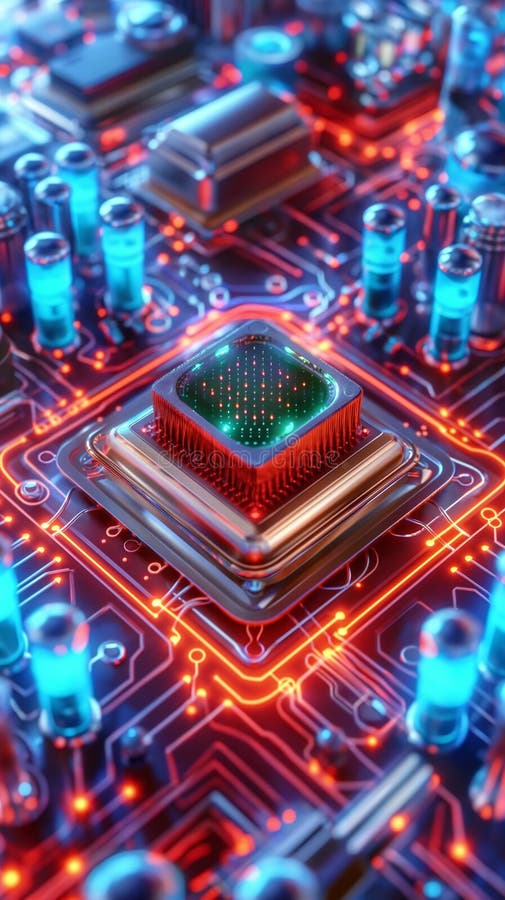 AI Generated Illustration of a Computer Core Technology Stock Image ...