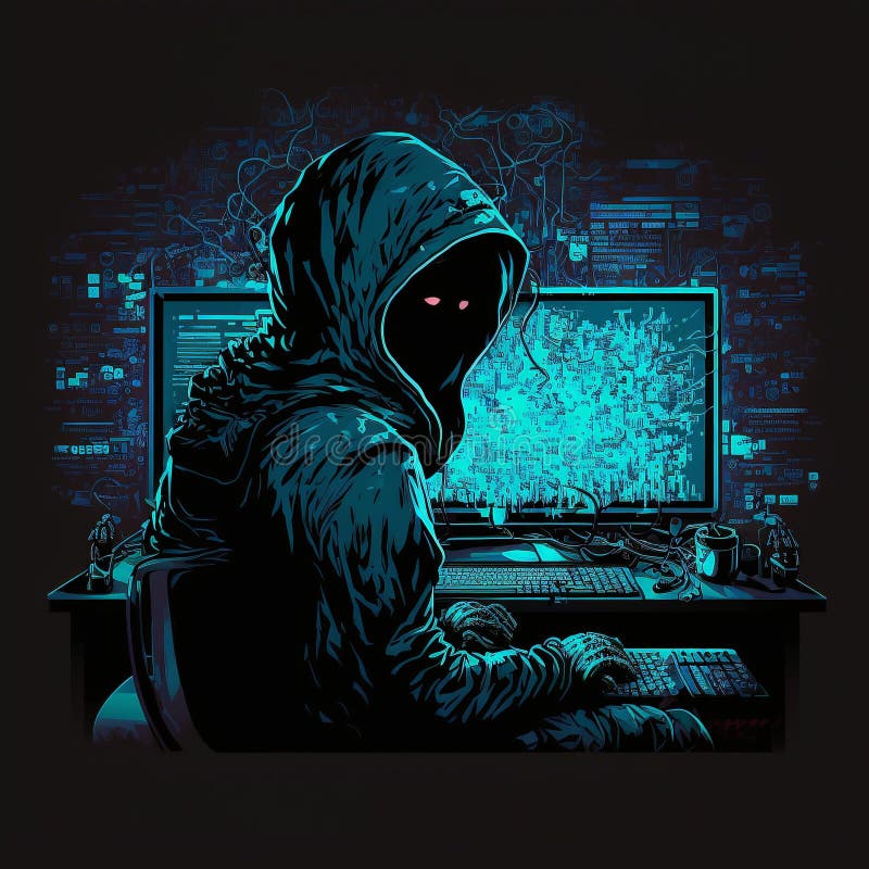 Ai Generated Illustration of Computer Hacker Sitting in Front of ...