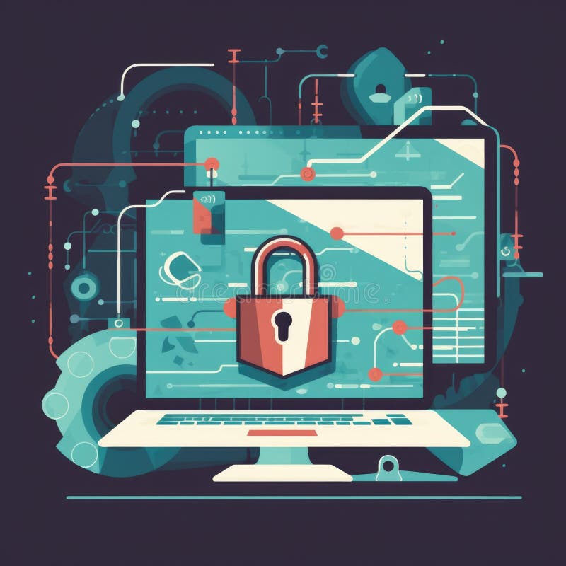 AI Generated Illustration of a Computer with a Lock on Its Screen and ...
