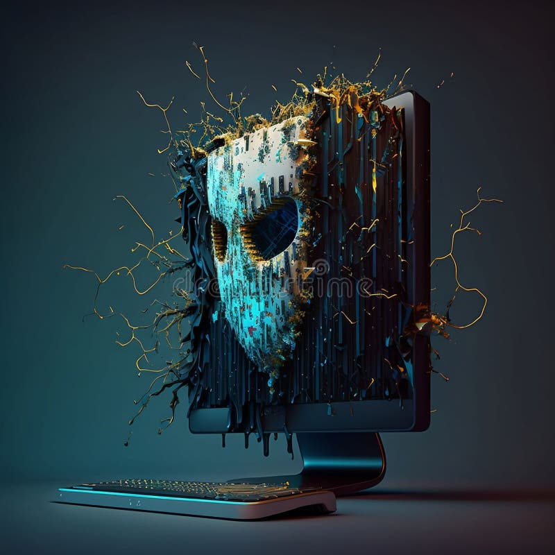 AI Generated Illustration of a Computer Monitor with a Digital Artwork ...