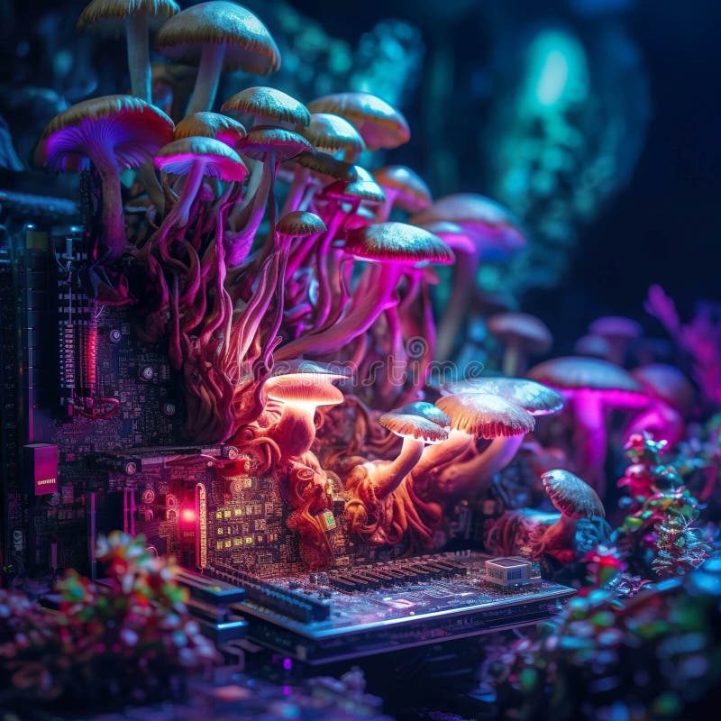 AI Generated Illustration of a Computer Motherboard Covered with ...