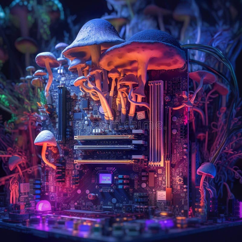 AI Generated Illustration of a Computer Motherboard Covered with ...