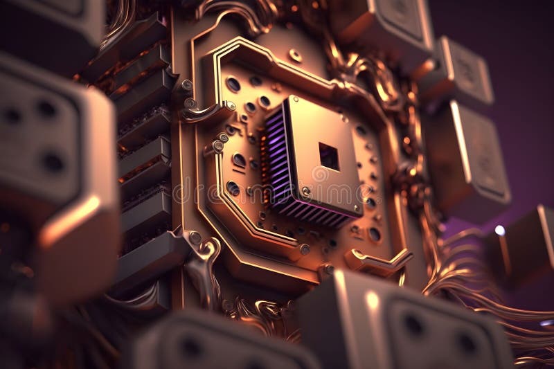 AI Generated Illustration of a Computer Motherboard with Multiple ...