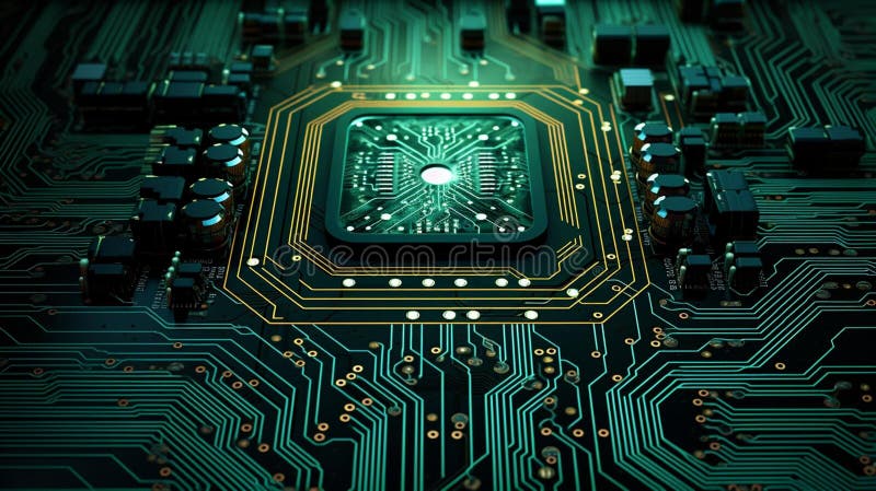 AI Generated Illustration of a Computer Motherboard with a Variety of ...