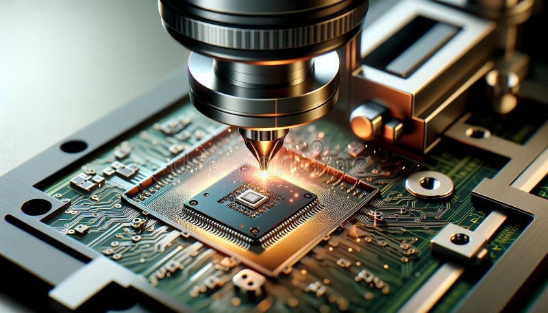 AI Generated Illustration of a Computer Motherboard with Various ...