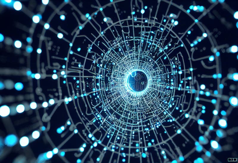 The Computer Screen and Blue Lights with an Open Hole on it Stock Photo ...