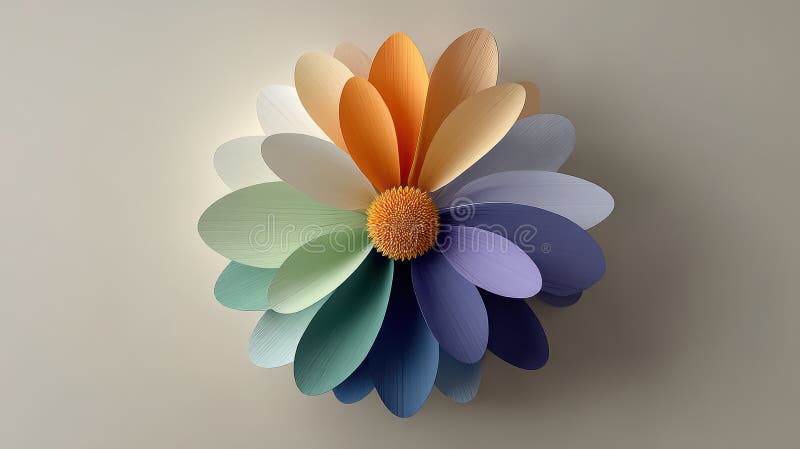 Segmented Flower Concept with Glowing and Layered Petals Stock ...