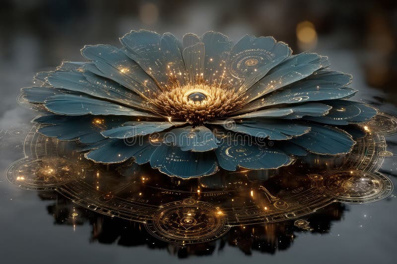 Segmented Flower Concept with Glowing and Layered Petals Stock ...