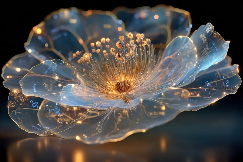 Segmented Flower Concept with Glowing and Layered Petals Stock ...