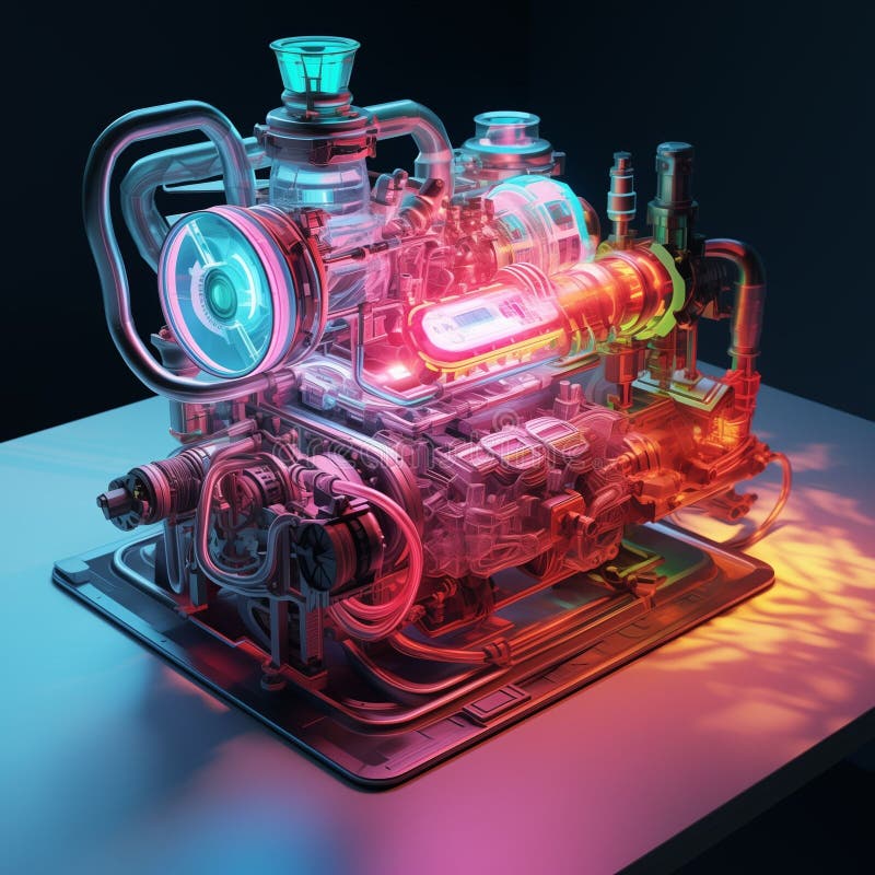 AI-generated Illustration of a Conceptual Glowing Engine Stock ...