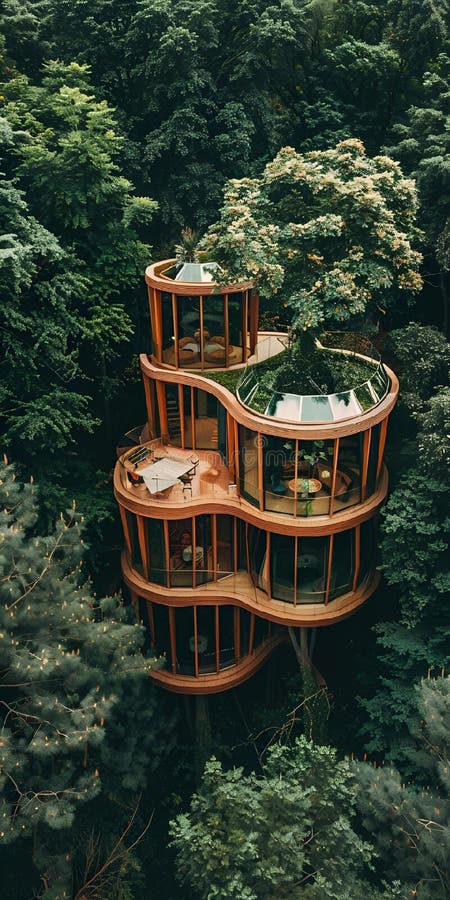 AI Generated Illustration of Connected Forest Levels in a Tranquil ...