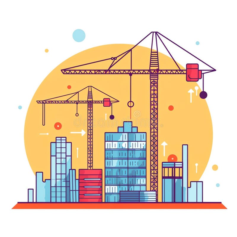 AI Generated Illustration of Construction Cranes Atop a Cityscape ...