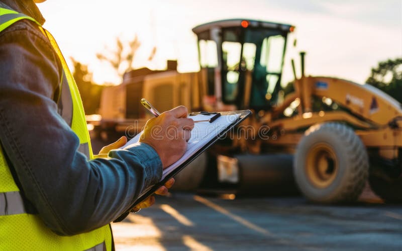 AI Generated Illustration of a Construction Supervisor Taking Notes on ...