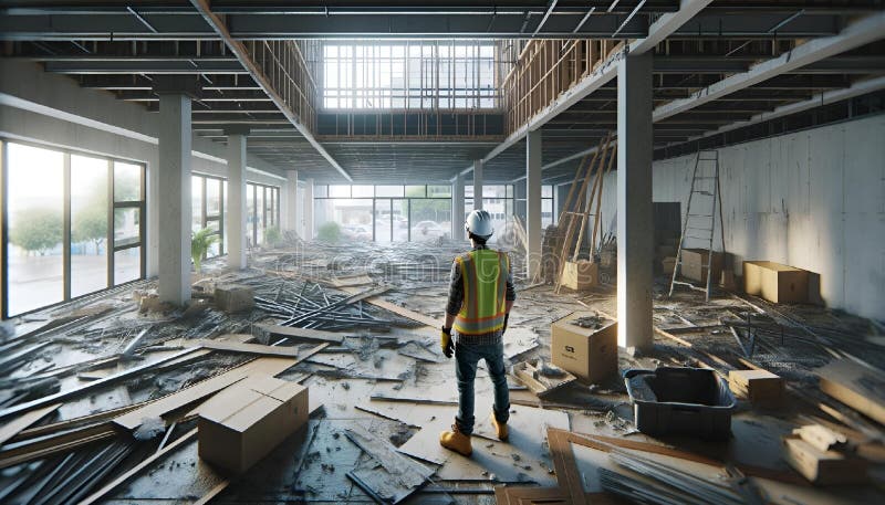 AI-generated Illustration of a Construction Worker Looking at the ...