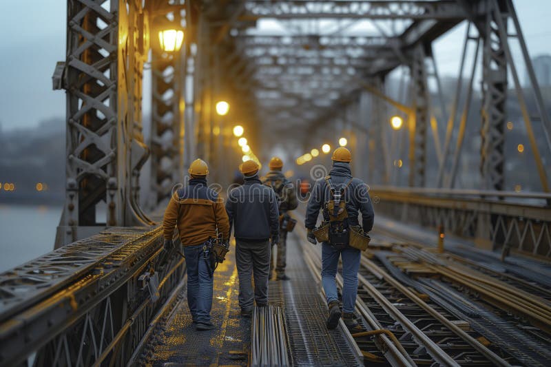 AI-generated Illustration of Construction Workers at a Bridge ...