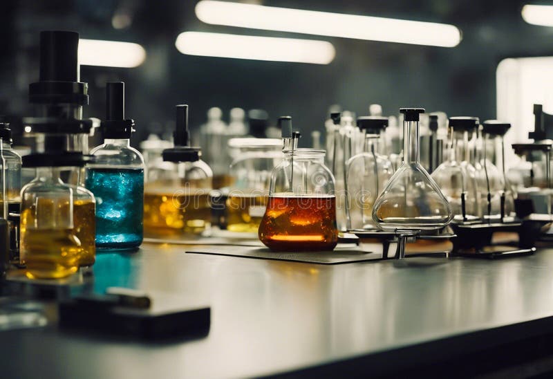 AI Generated Illustration of Containers with Different Chemicals in a ...