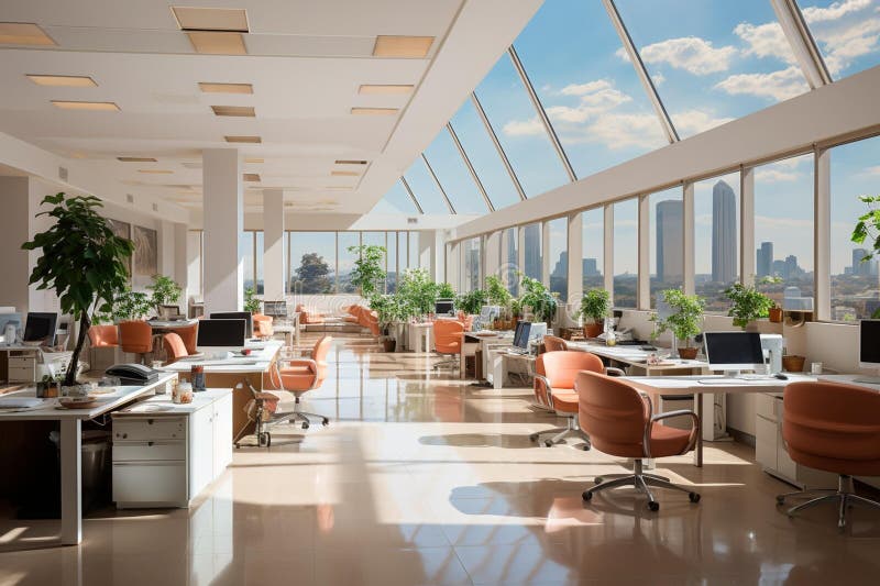 AI Generated Illustration of a Contemporary Office Space Featuring ...