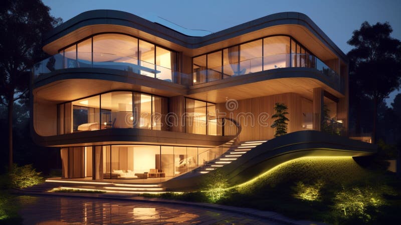 AI-generated Illustration of a Contemporary Single-family Home with ...