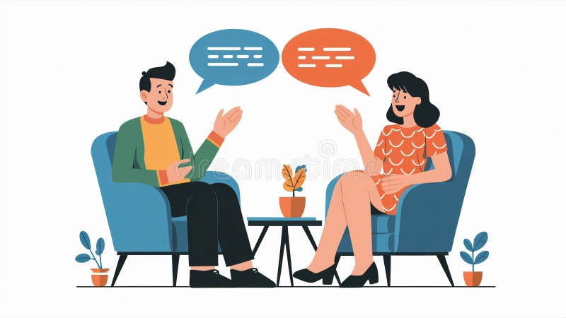 AI-generated Illustration of Conversation between Two Persons Stock ...