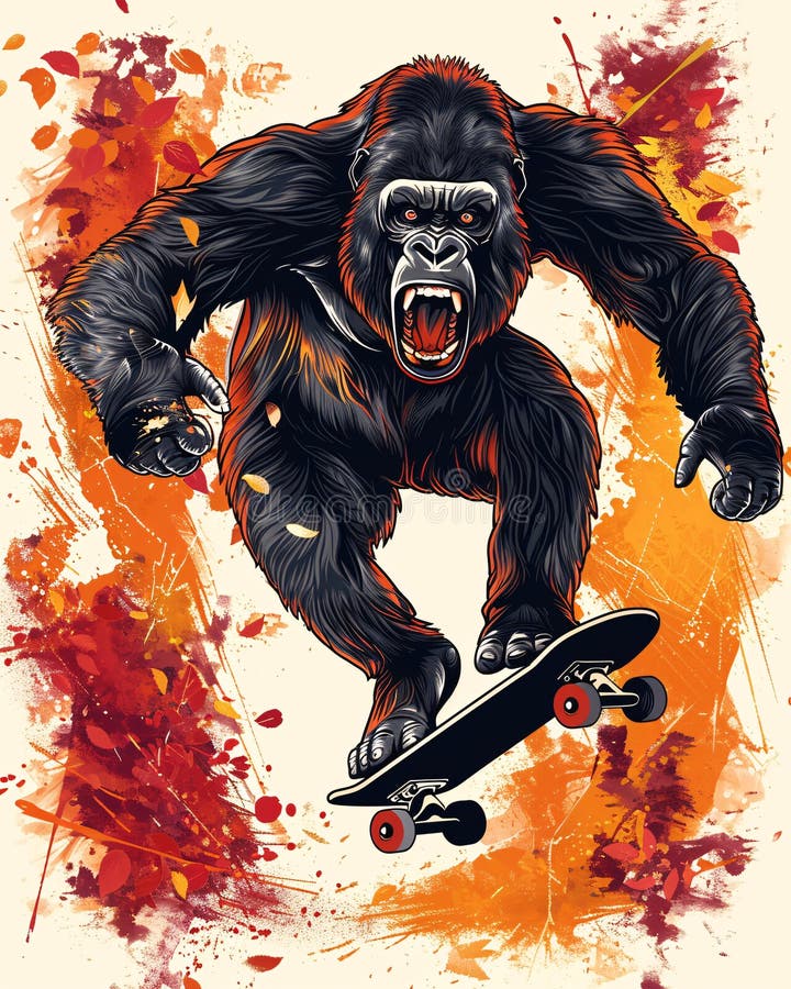 AI Generated Illustration of a Cool and Energetic Design, an Ape is ...