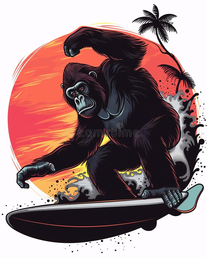 AI Generated Illustration of a Cool and Energetic Design, an Ape is ...