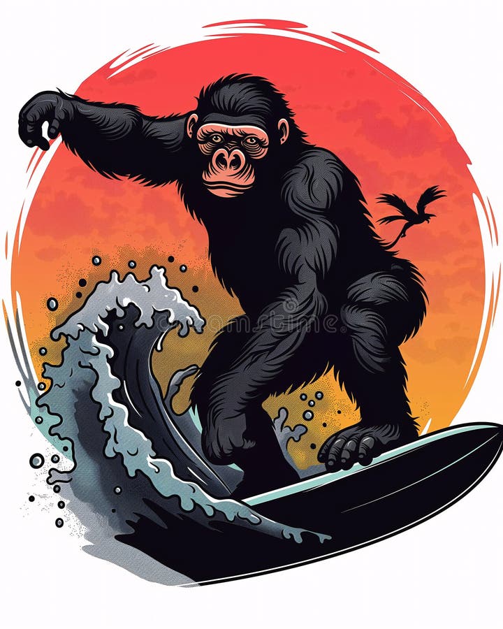 AI Generated Illustration of a Cool and Energetic Design, an Ape is ...