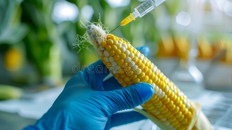 AI Generated Illustration of Corn Getting Injected in a Lab. Stock ...
