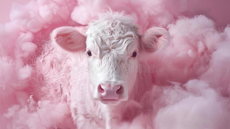 AI Generated Illustration of a Cow Standing in a Cloud of White Dyed ...