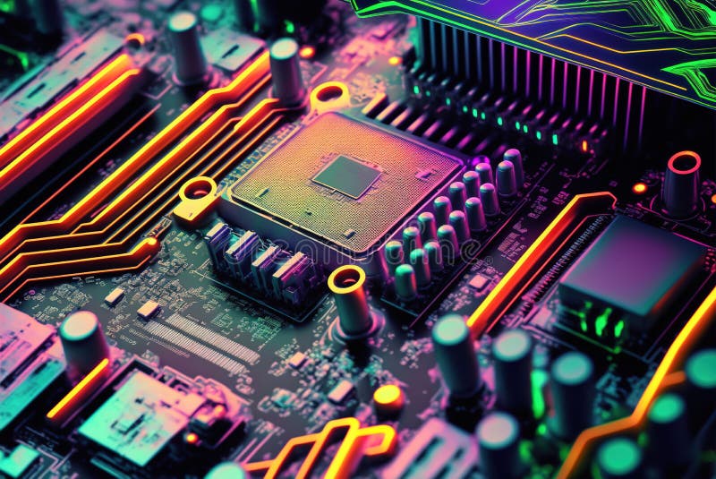 AI-generated Illustration of a CPU Motherboard Central Computer ...