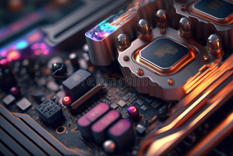 AI-generated Illustration of a CPU Motherboard Central Computer ...