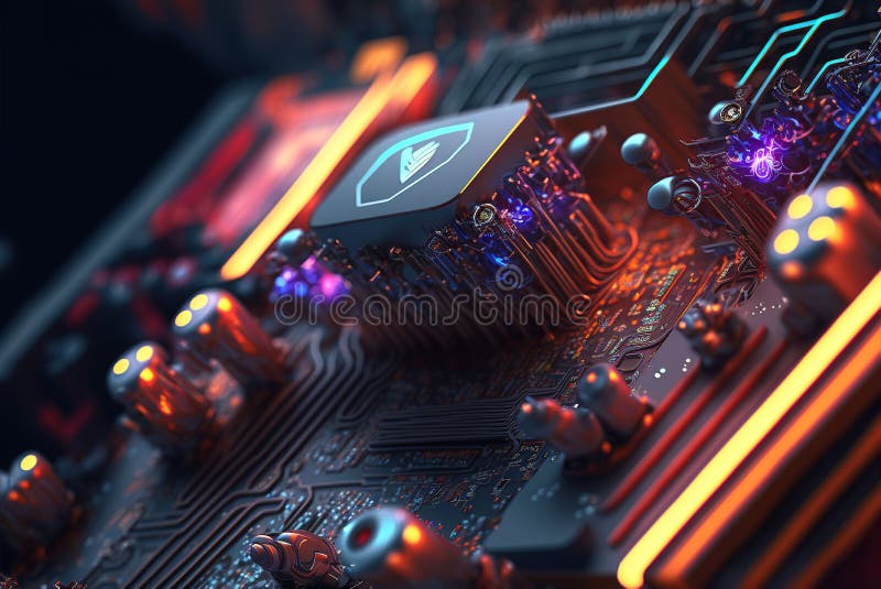 AI-generated Illustration of a CPU Motherboard Central Computer ...