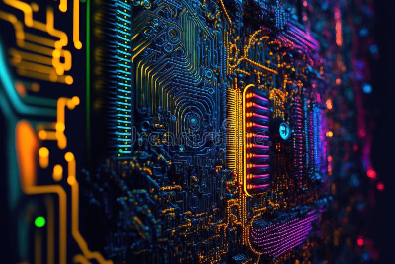 AI-generated Illustration of a CPU Motherboard Central Computer ...