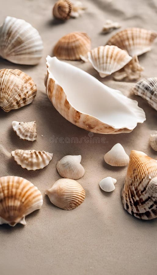 A Shell that is Broken on Top of Some Shells on a Sandy Beach Stock ...