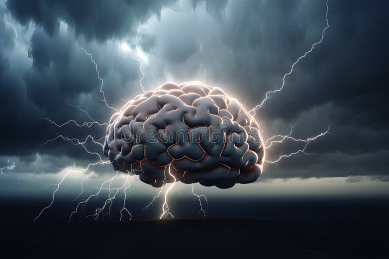 AI Generated Illustration of a Creative Illustration of a Brain Amidst ...