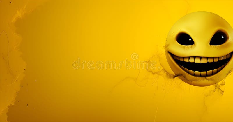 AI Generated Illustration of a Creepy 3D Yellow Smiley Face on a ...