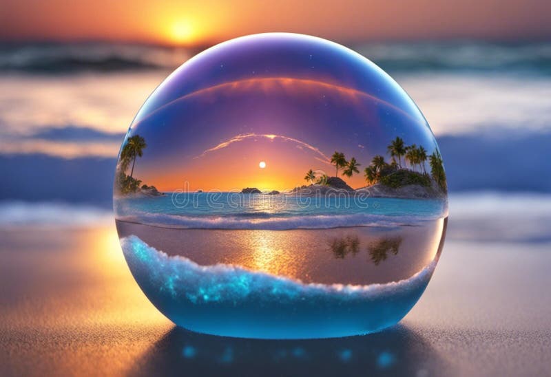 AI Generated Illustration of a Crystal Ball Capturing the Tranquil ...