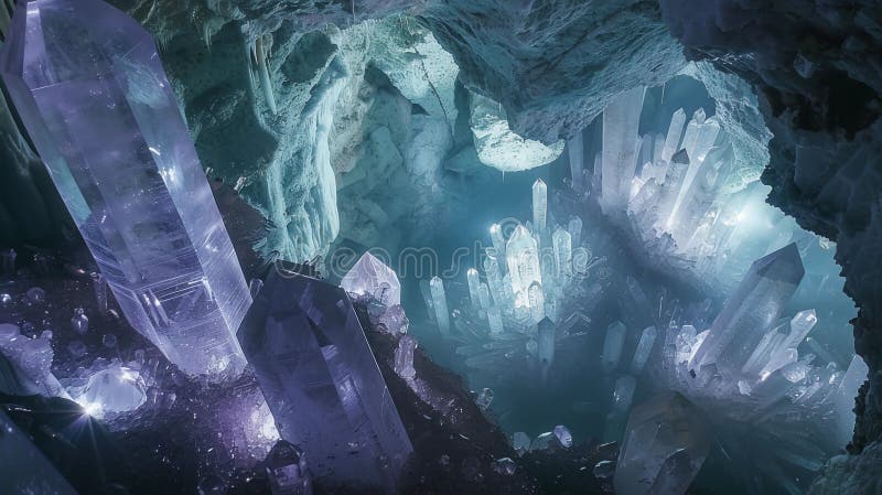 AI Generated Illustration of a Crystal Cave with Large Quartz ...