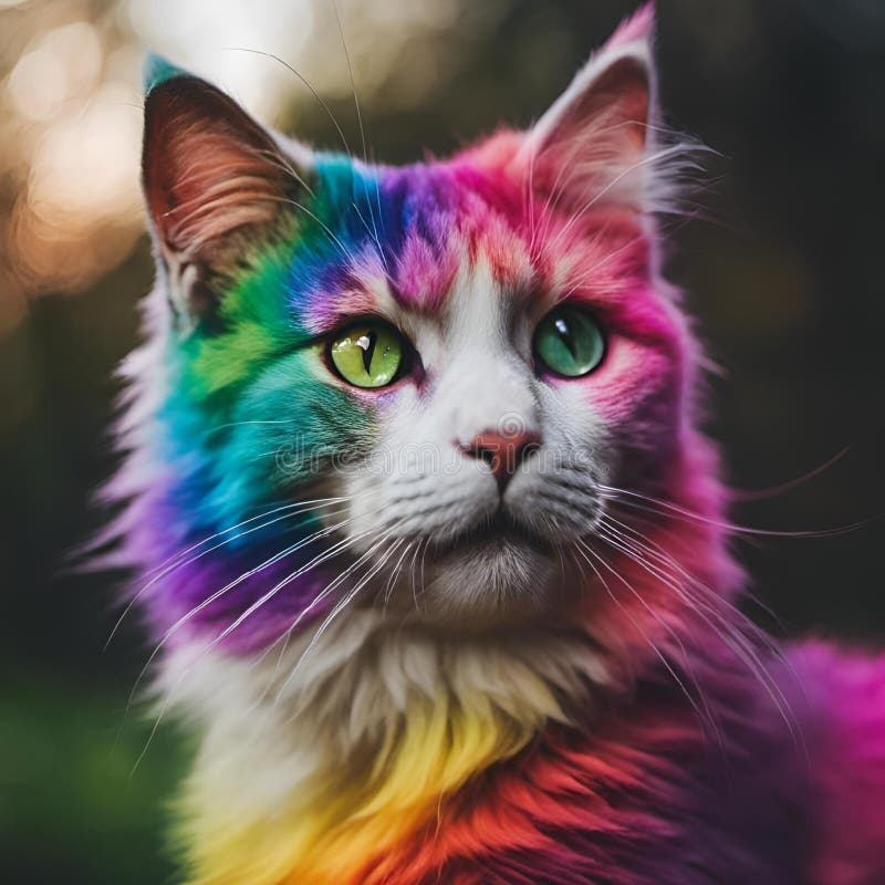 A Cat with a Multicolored Face Looking Out To the Side Stock ...