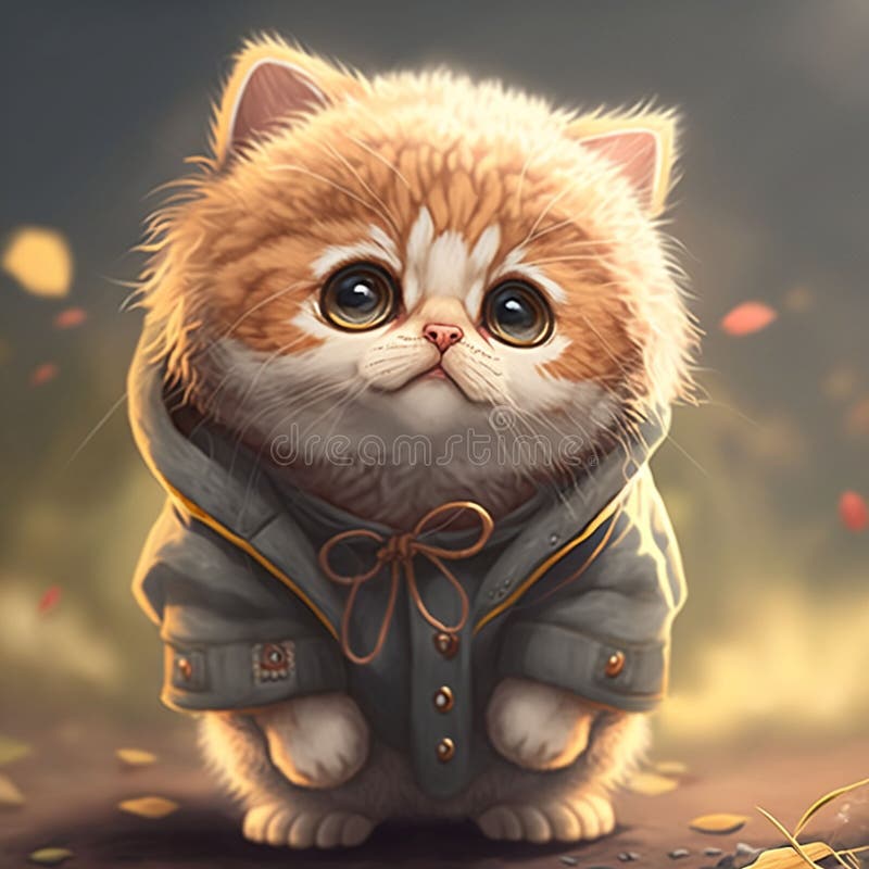 AI Generated Illustration of a Cute Baby Kitten Stock Illustration ...