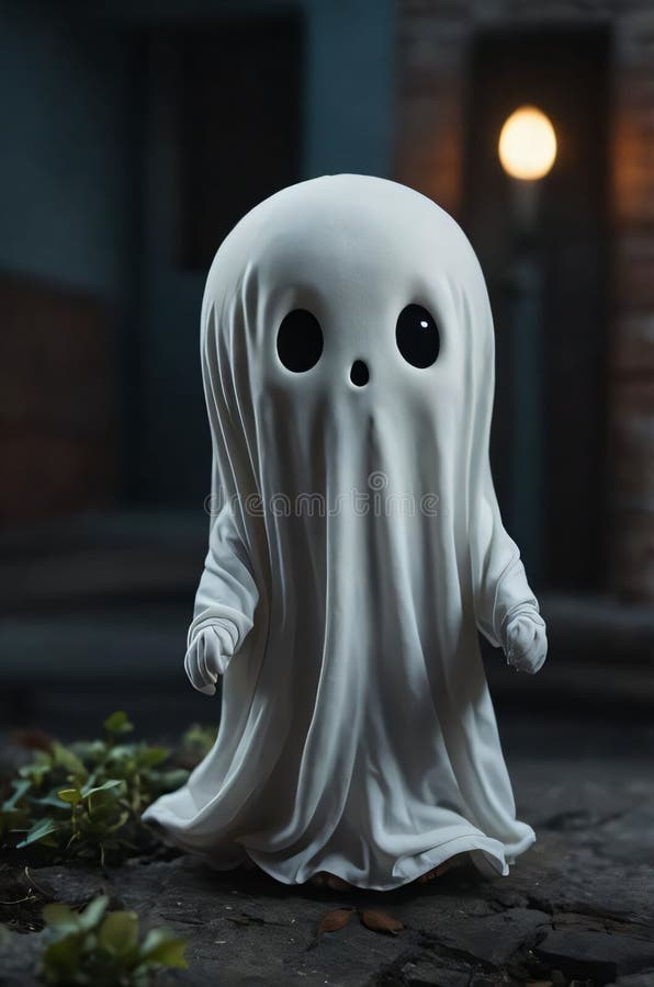 AI-generated Illustration of a Cute Cartoon Ghost Character Standing in ...
