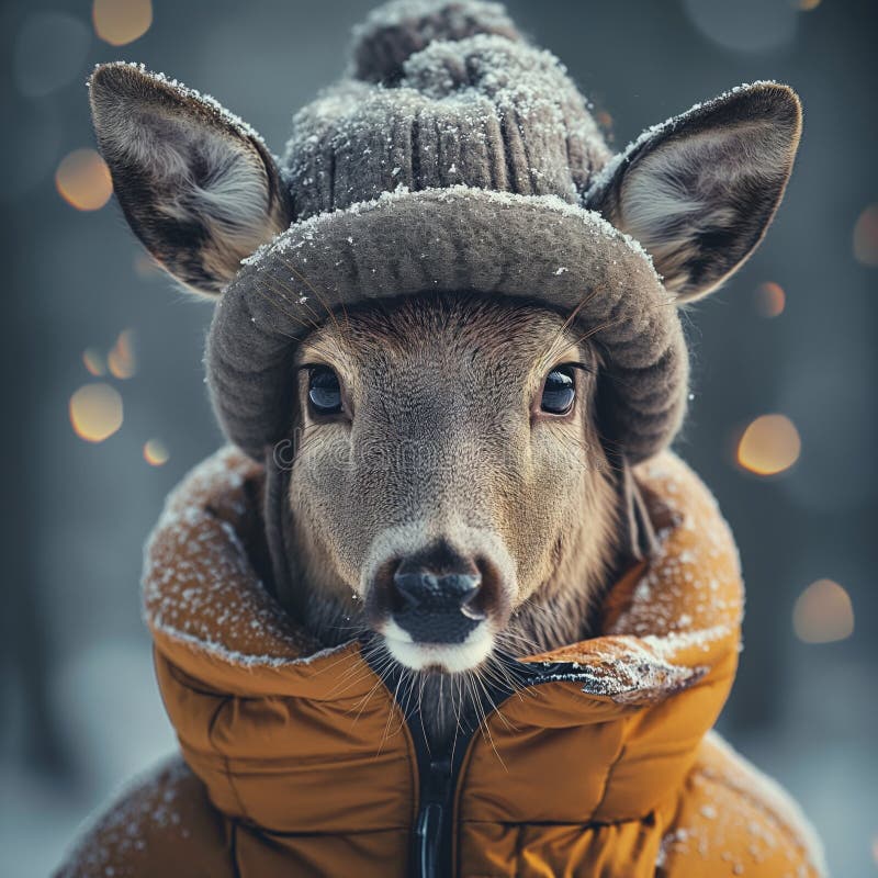 AI Generated Illustration of a Cute Dear Wearing a Yellow Jacket and a ...