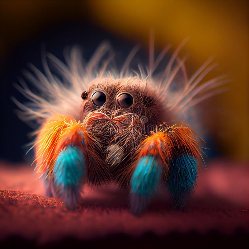 AI-generated Illustration of a Cute Fluffy Spider. Stock Illustration ...