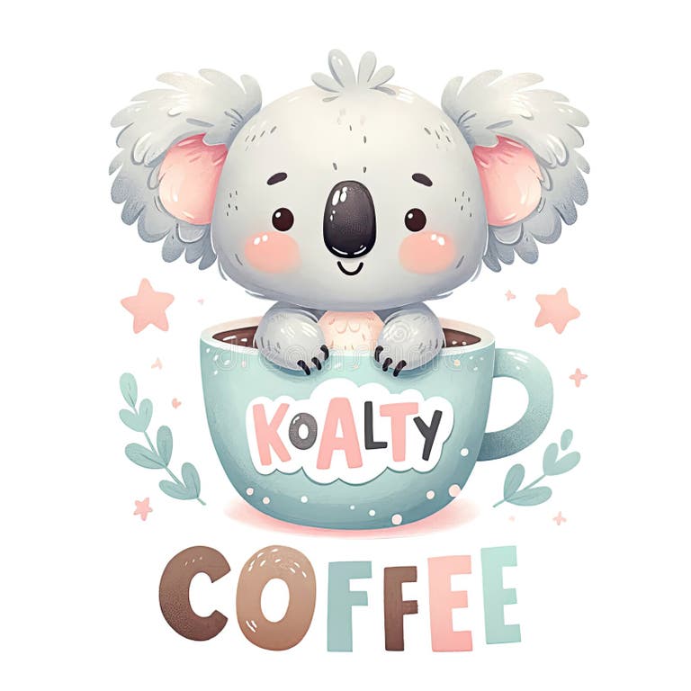 AI Generated Illustration of a Cute Koala in a Coffee Cup Stock Illustration - Illustration of ...