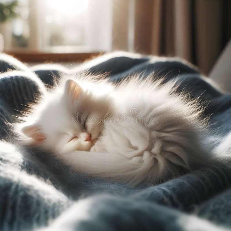 AI Generated Illustration of a Cute Little Kitten Taking a Nap Stock ...