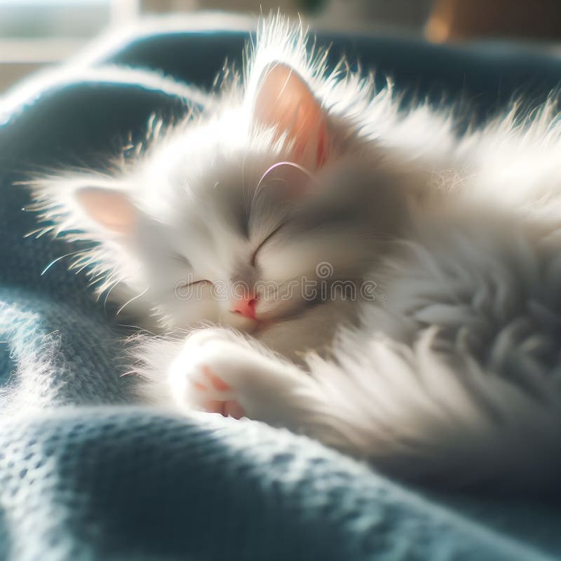 AI Generated Illustration of a Cute Little Kitten Taking a Nap Stock ...