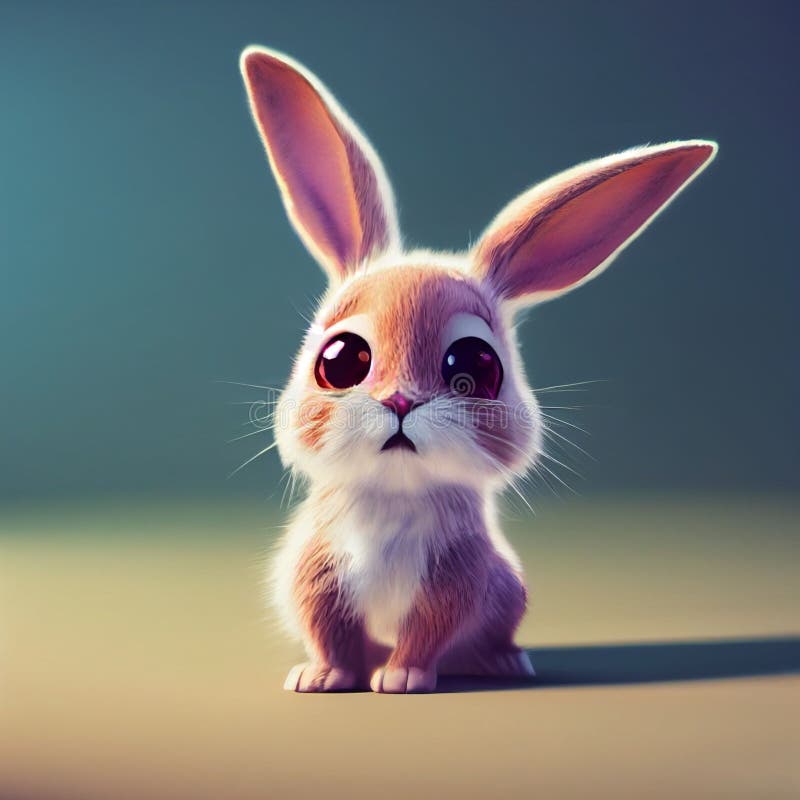 AI Generated Illustration of a Cute Pink Bunny Stock Illustration ...