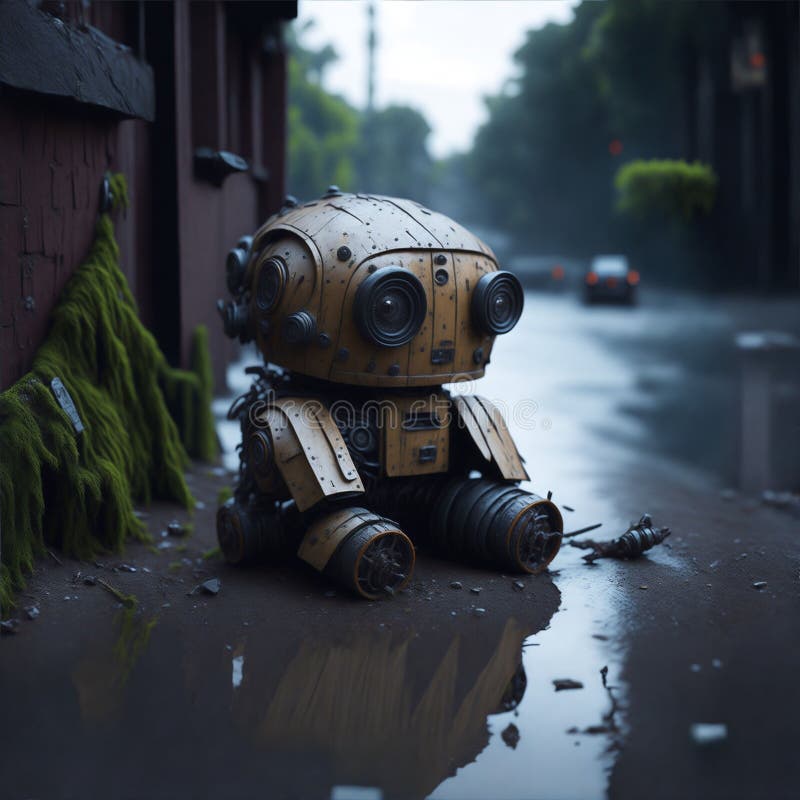 AI Generated Illustration of a Cute Robot Not in Prober Condition in ...