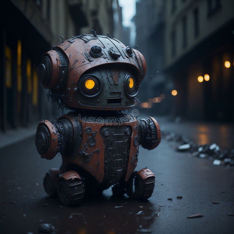 AI Generated Illustration of a Cute Robot Not in Prober Condition in ...