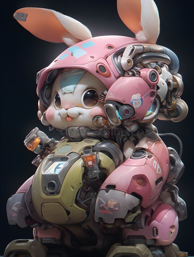 AI Generated Illustration of a Cute Robot in the Shape of a Bunny Stock ...