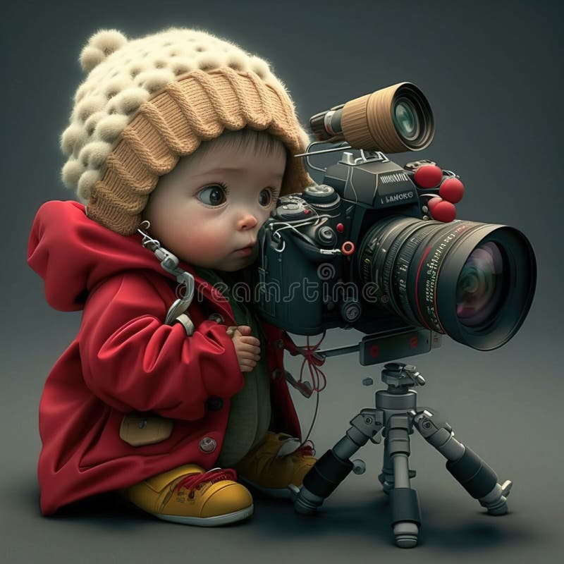 AI-generated Illustration of a Cute Small Baby with a Photography ...